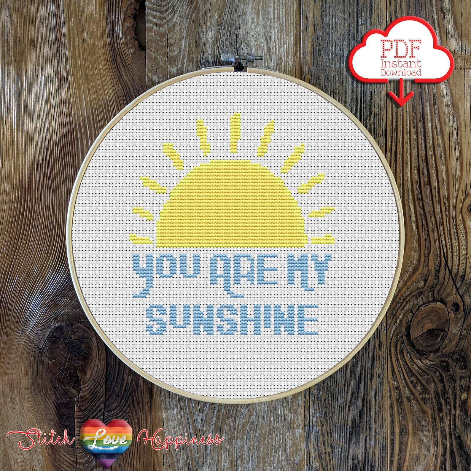 You Are My Sunshine Cross Stitch Pattern | Baby Shower Gift | Colorful ...