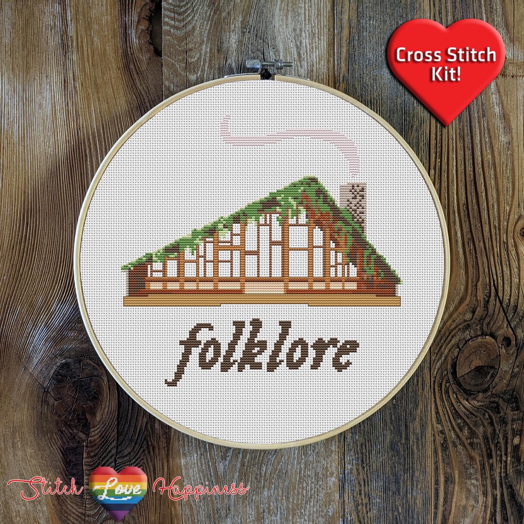 Folklore Cabin Premium Cross Stitch Kit - EVERYTHING INCLUDED - 10 Inch ...