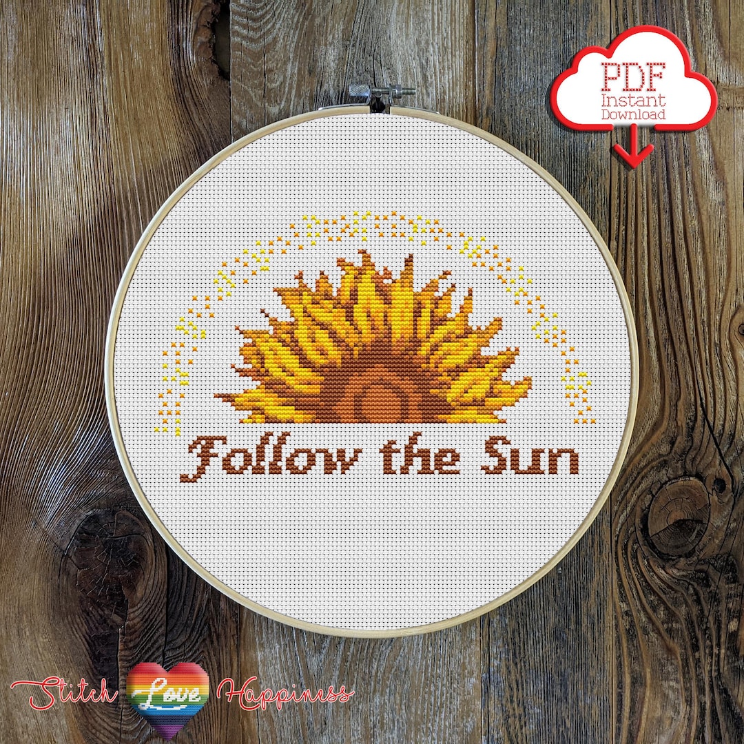 Follow the Sun Cross Stitch Pattern | Sunflower Cross Stitch ...