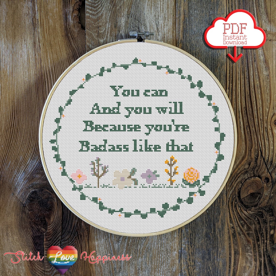 Badass Like That Cross Stitch Pattern Inspirational Patterns Subversive ...