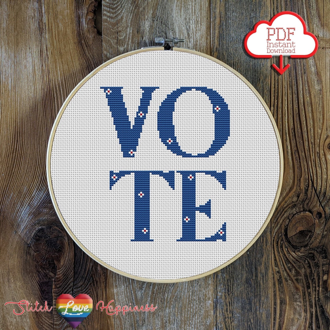 VOTE Cross Stitch Pattern Patriotic Cross Stitch Presidential Election ...