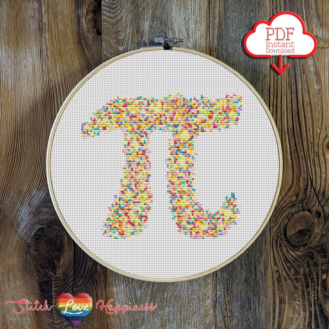 Rainbow Sprinkle Pi Cross Stitch Pattern | Math Teacher Gifts ...