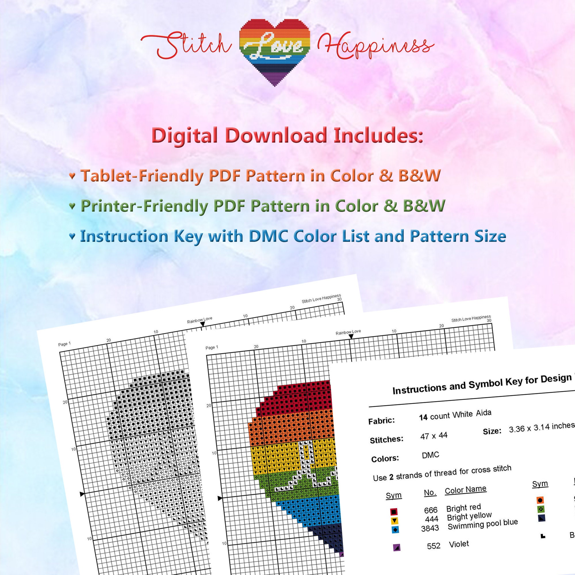 Rainbow Sprinkle Pi Cross Stitch Pattern | Math Teacher Gifts ...
