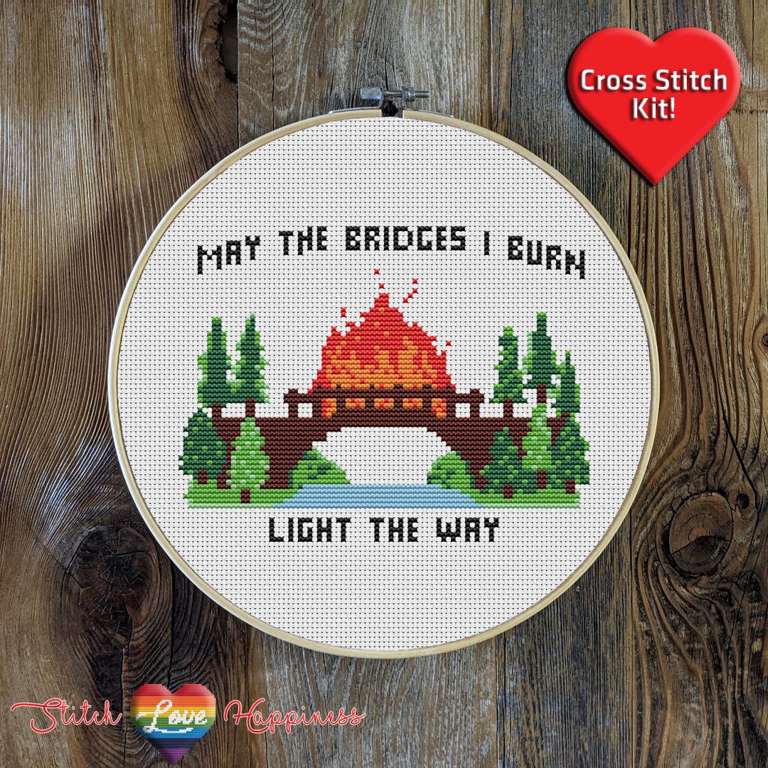Bridges I Burn Premium Cross Stitch Kit - EVERYTHING INCLUDED - 8 Inch ...