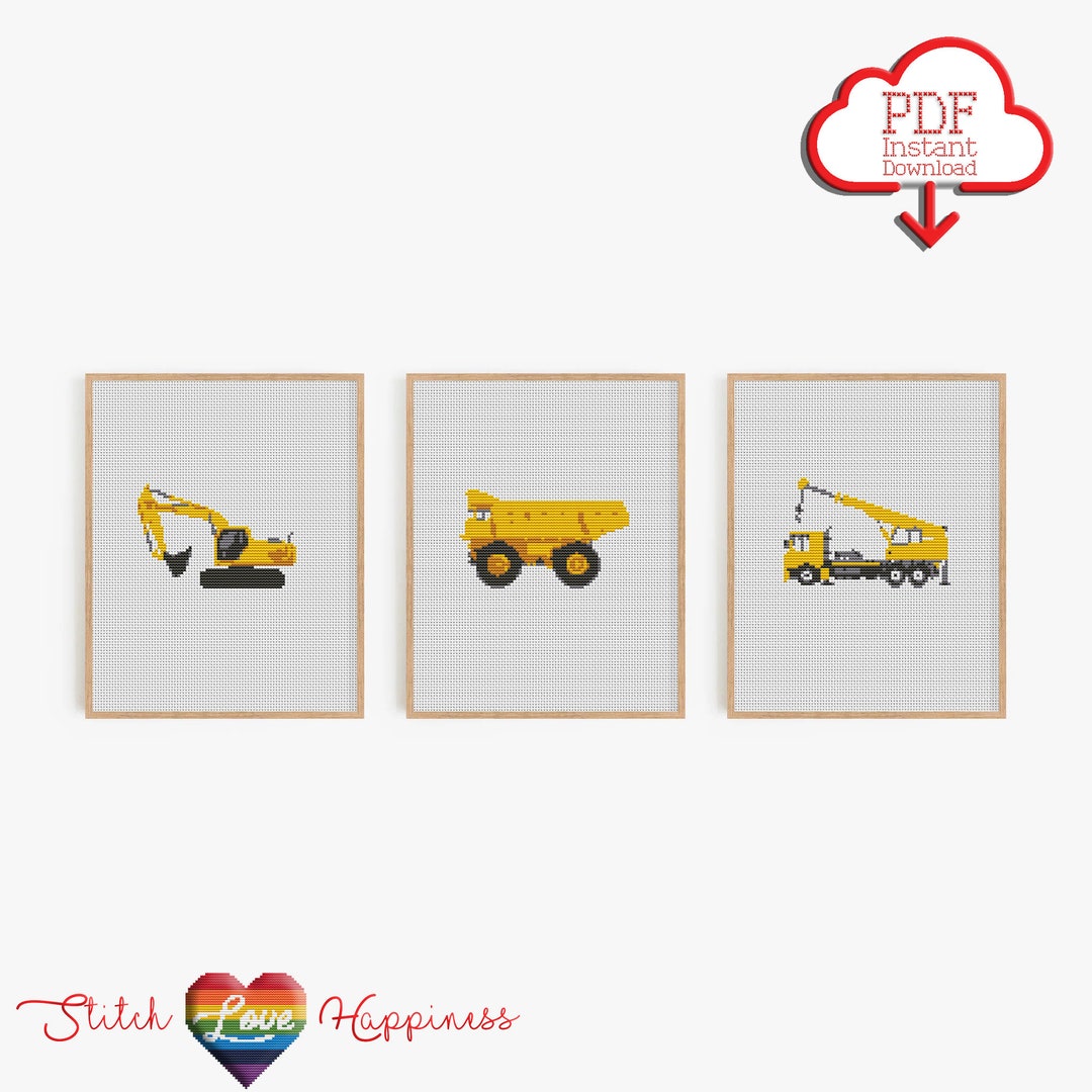 Construction Time Cross Stitch Pattern | Classroom Art | Dump Truck ...
