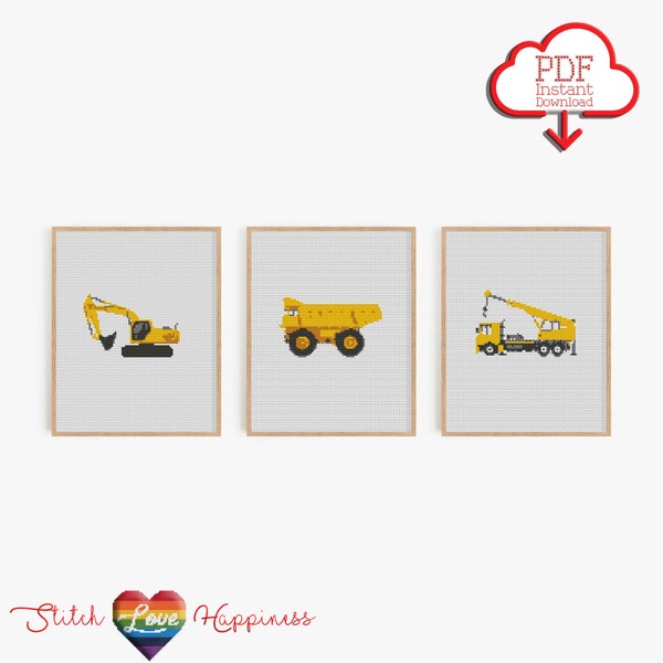 Cross Stitch Construction Truck Pattern - Etsy