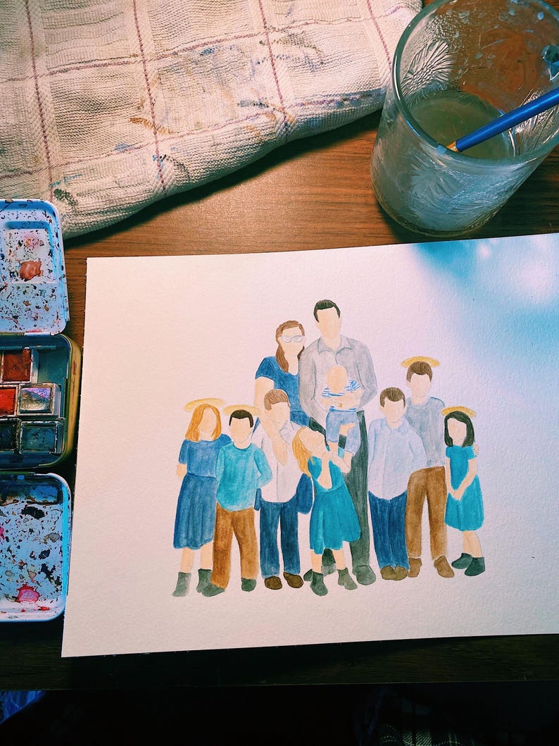 Custom HEAVEN&EARTH Watercolor Portrait - Etsy