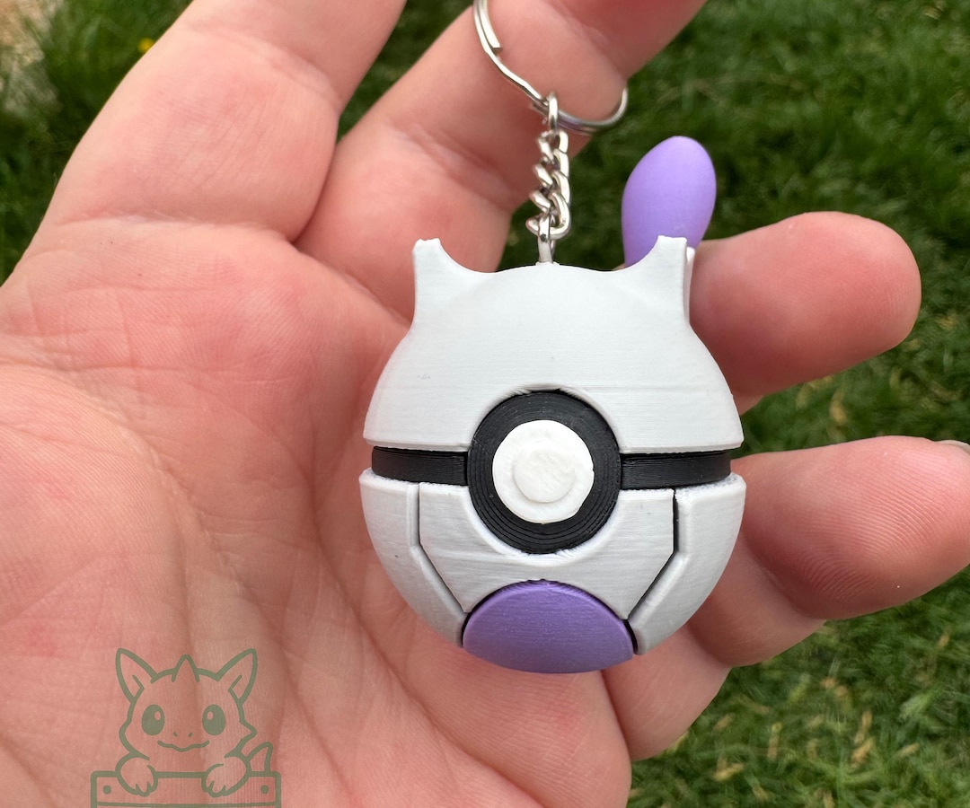 3D Printed Mewtwo Poké Ball Keychain – Legendary Pokémon Accessory ...