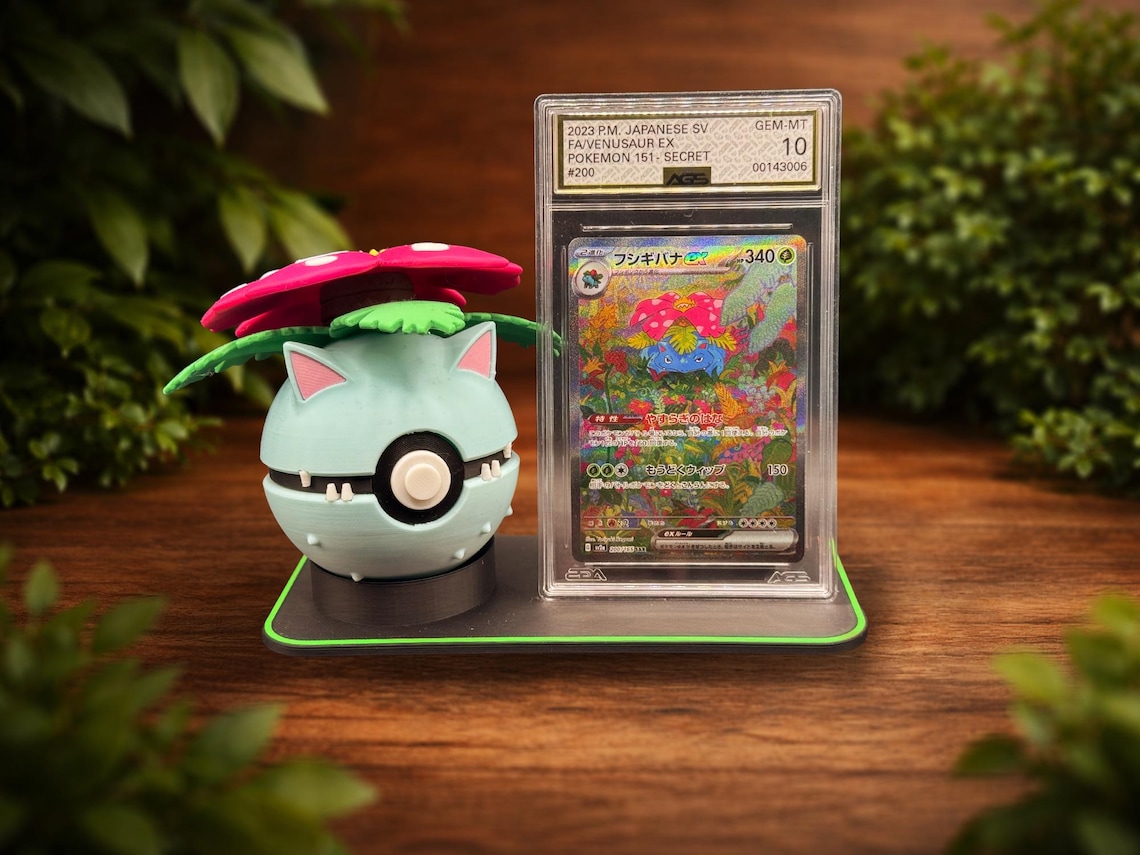 Pokéball Display Stand With Card Holder | Fits PSA and Raw Cards - Etsy