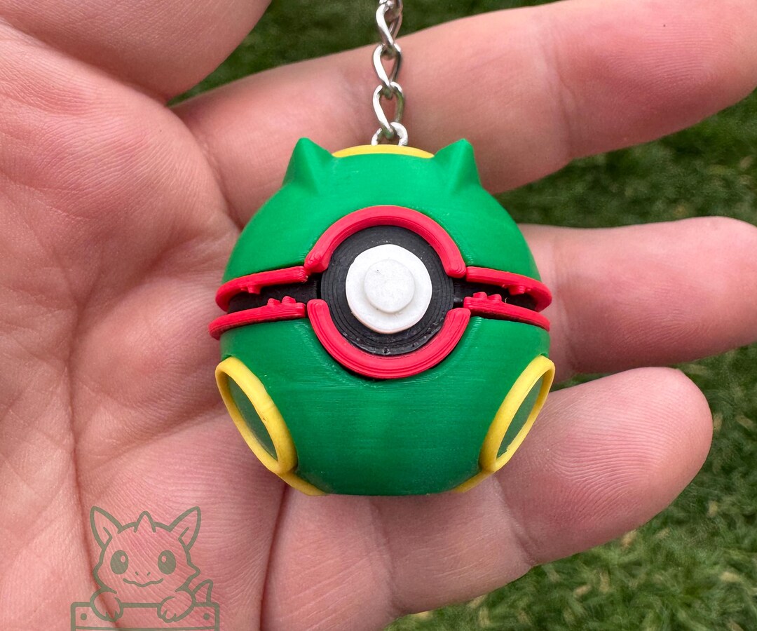 3D Printed Rayquaza Poké Ball Keychain – Legendary Pokémon Accessory ...