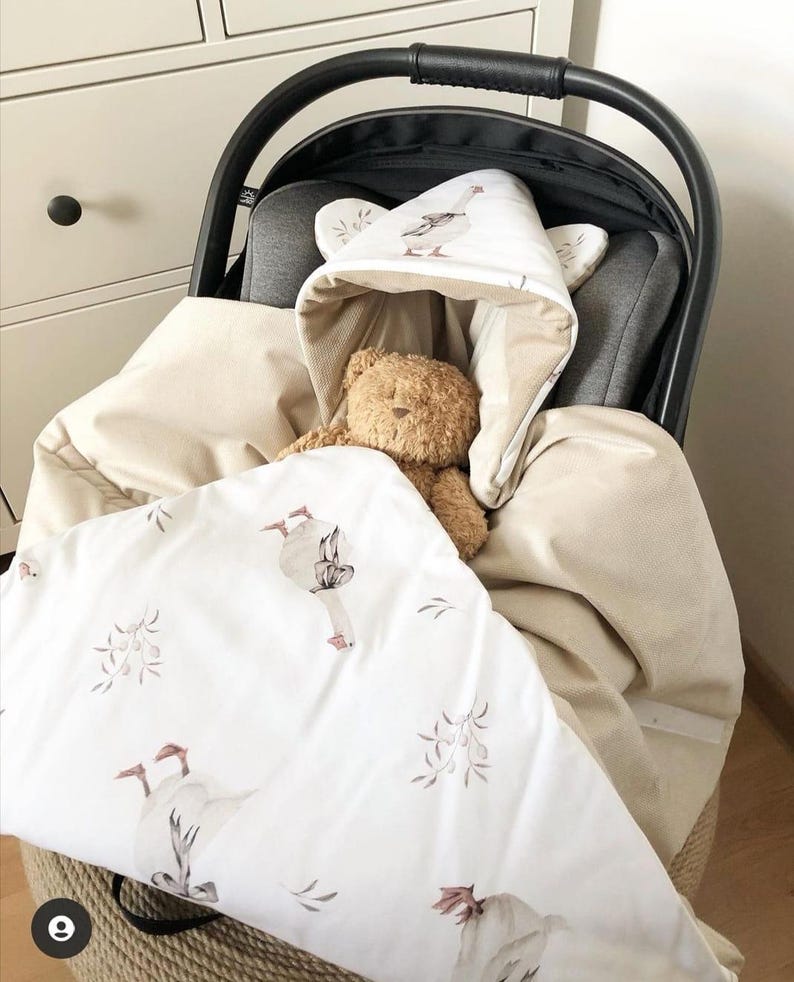 Soft, Cozy Baby Car Seat Blanket With Hood - Geese - Perfect for Spring ...