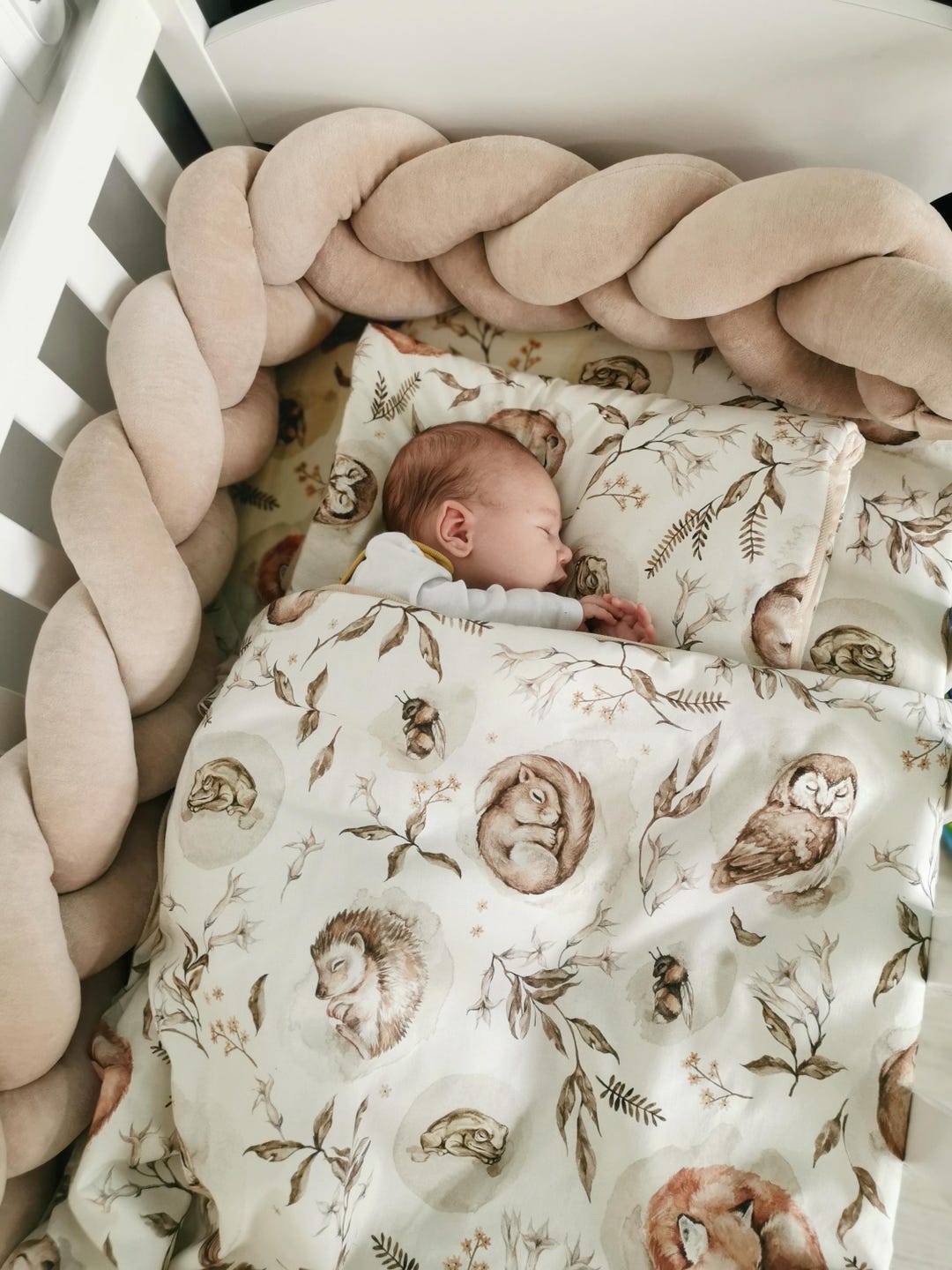 Beige Newborn Bedding Set With Forest Animals ,kids and Baby Bedding ...