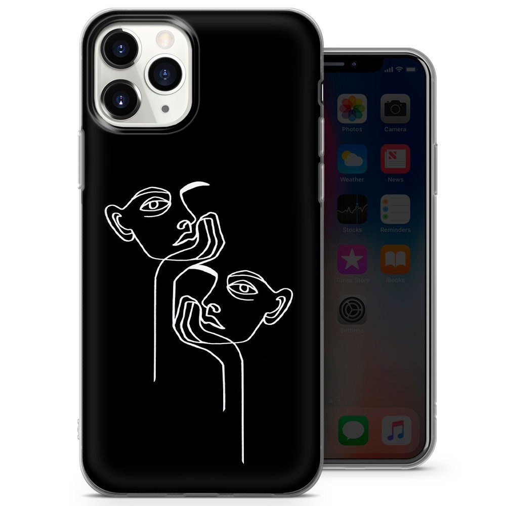 One Line Drawing Phone Case, Minimalistic Cover for iPhone 14 Pro, 13 ...