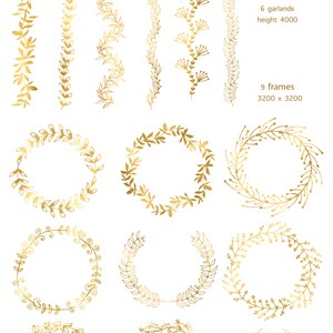 Golden Floral Frames Clipart. Botanical Wedding Line Art. Gold Line Art ...