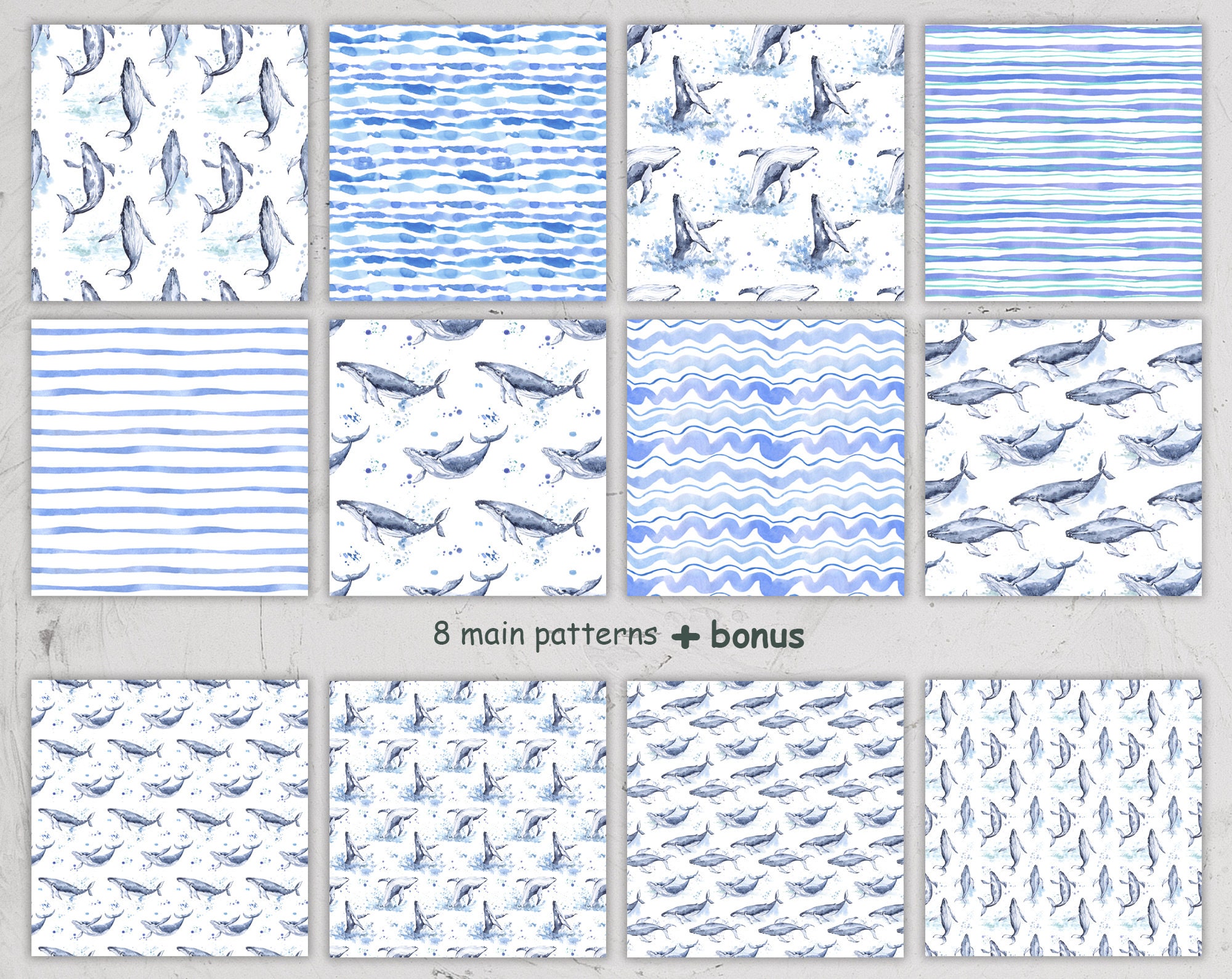 Ocean Life Digital Scrapbook Paper Set. Watercolor Nautical - Etsy