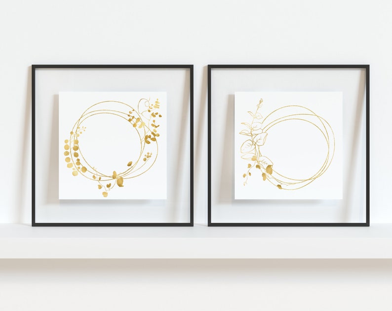 Gold Foil Floral Frames Clipart, Gold Botanical Clipart PNG, Botanical ...