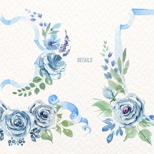 Watercolor Floral Blue Wreaths Clipart,something Blue Wedding ...
