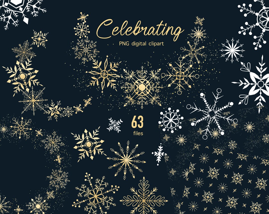 Gold Snowflakes Clipart Png, Christmas Gold Decor Clipart, Snowflakes ...