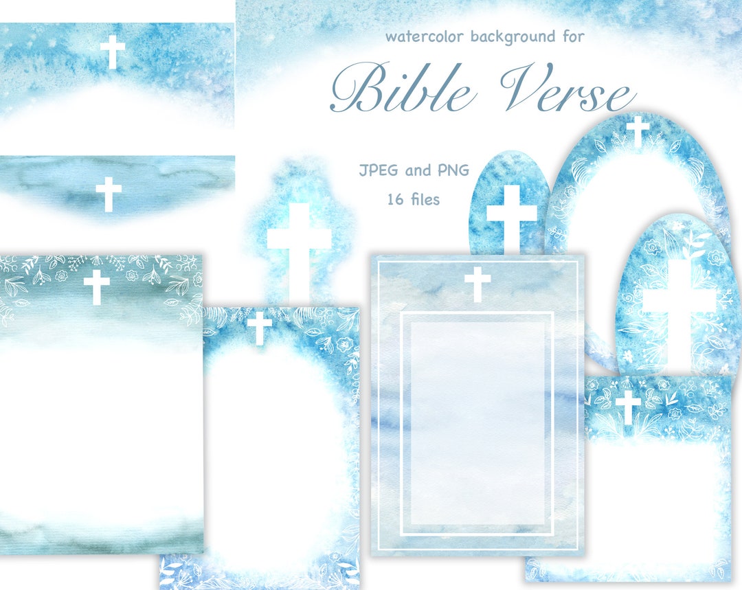 Watercolor Blue Floral Cross Clipart, BLUE Digital Background ...