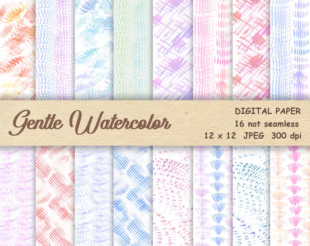 Watercolor Digital Paper, Abstract Printable Paper Pack, Gentle ...