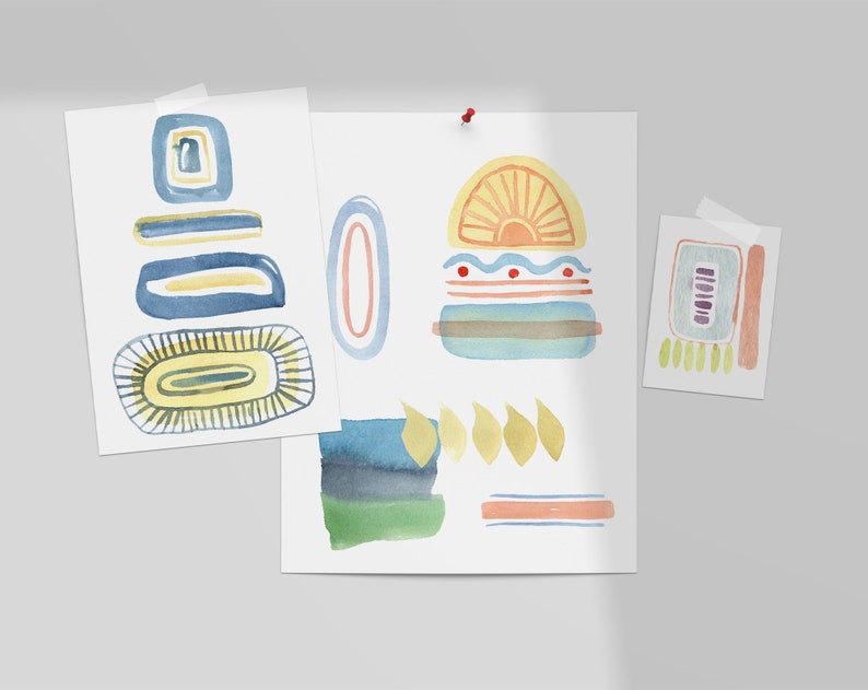 Hand Drawn Minimalist Boho Clipart Abstract Shapes Social - Etsy