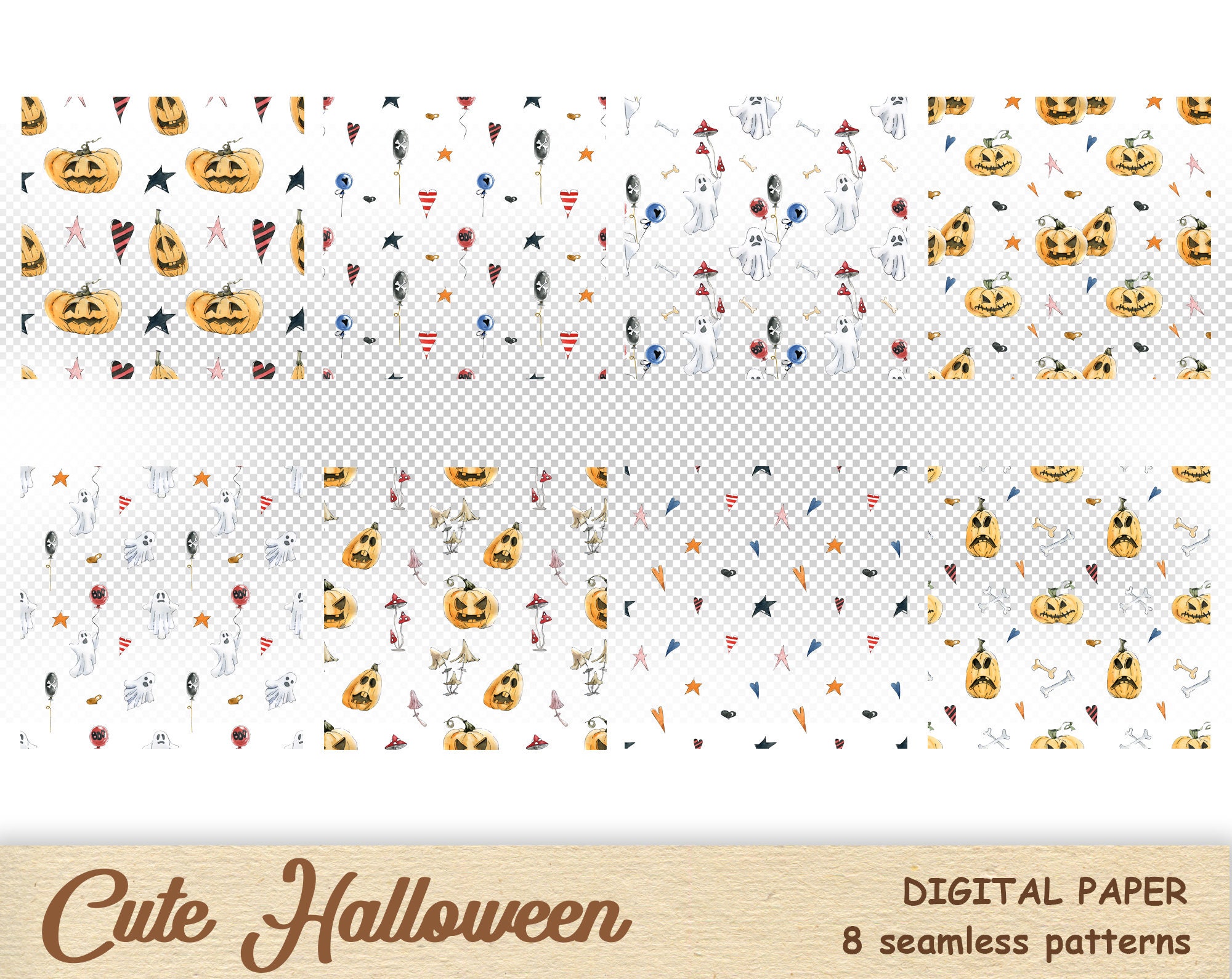 Watercolor Halloween Digital Paper Pack. Halloween Background. - Etsy
