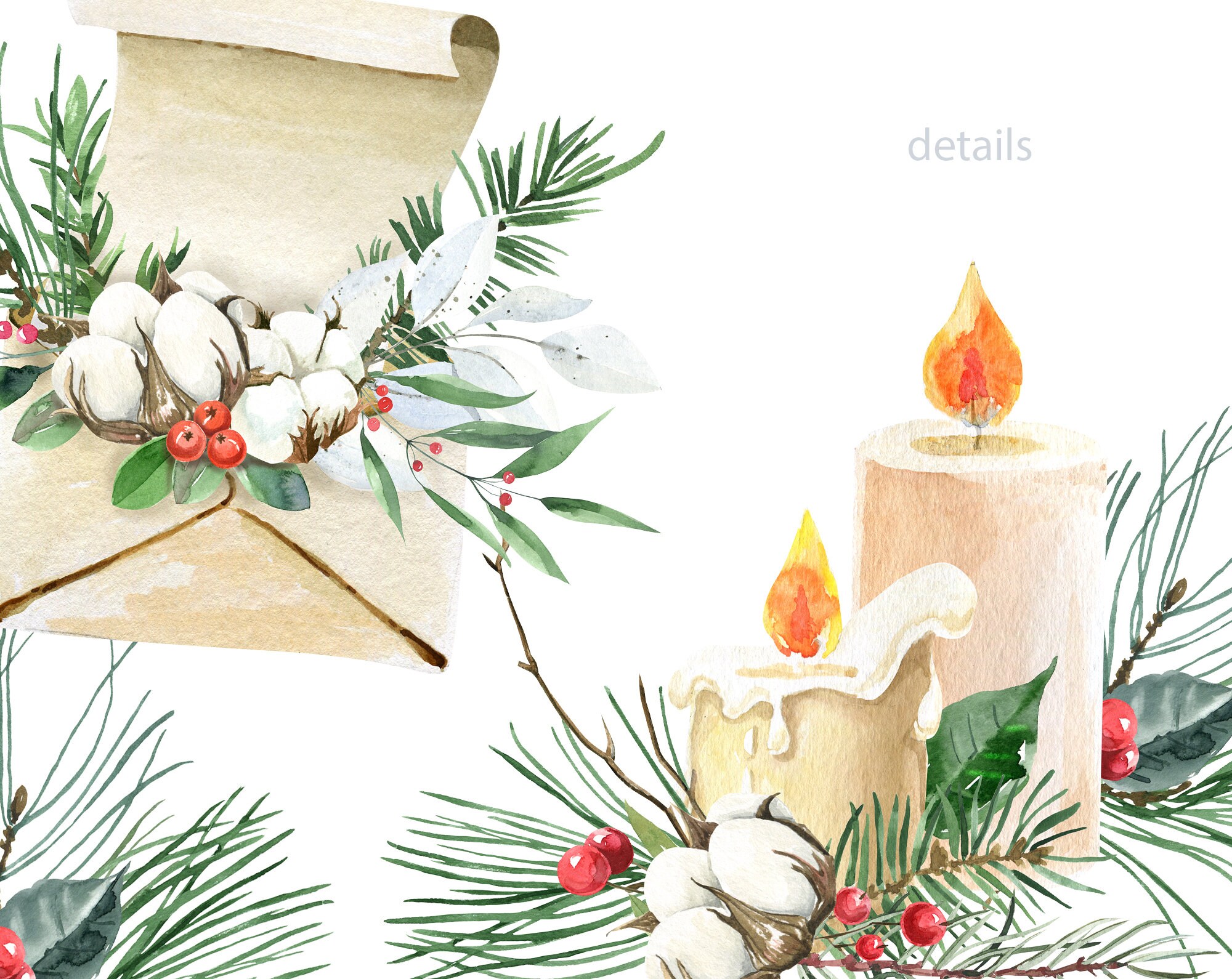 Watercolor Christmas Clipart. Winter Decor PNG. Printable - Etsy