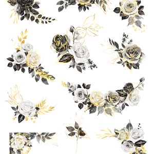 Black White and Gold Floral PNG Clipart. Black & Gold Bouquets ...