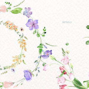 Watercolor Floral Digital Border Frames, Wreaths and Bouquets. Spring ...
