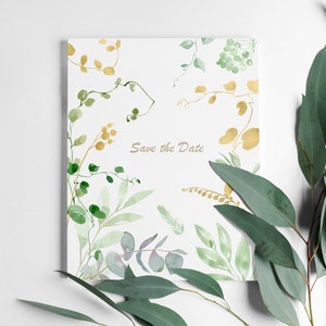 Watercolor Greenery Clipart, Green and Gold Eucalyptus Clipart ...