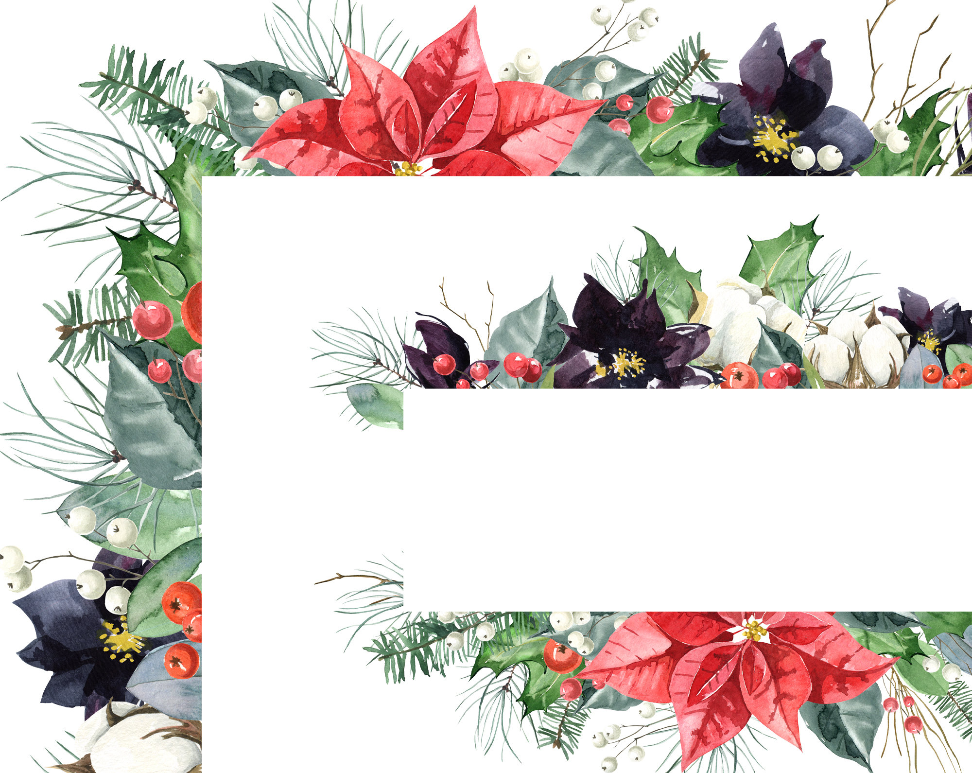 Christmas Wreath Clipart. Watercolor Winter Frames. Winter - Etsy