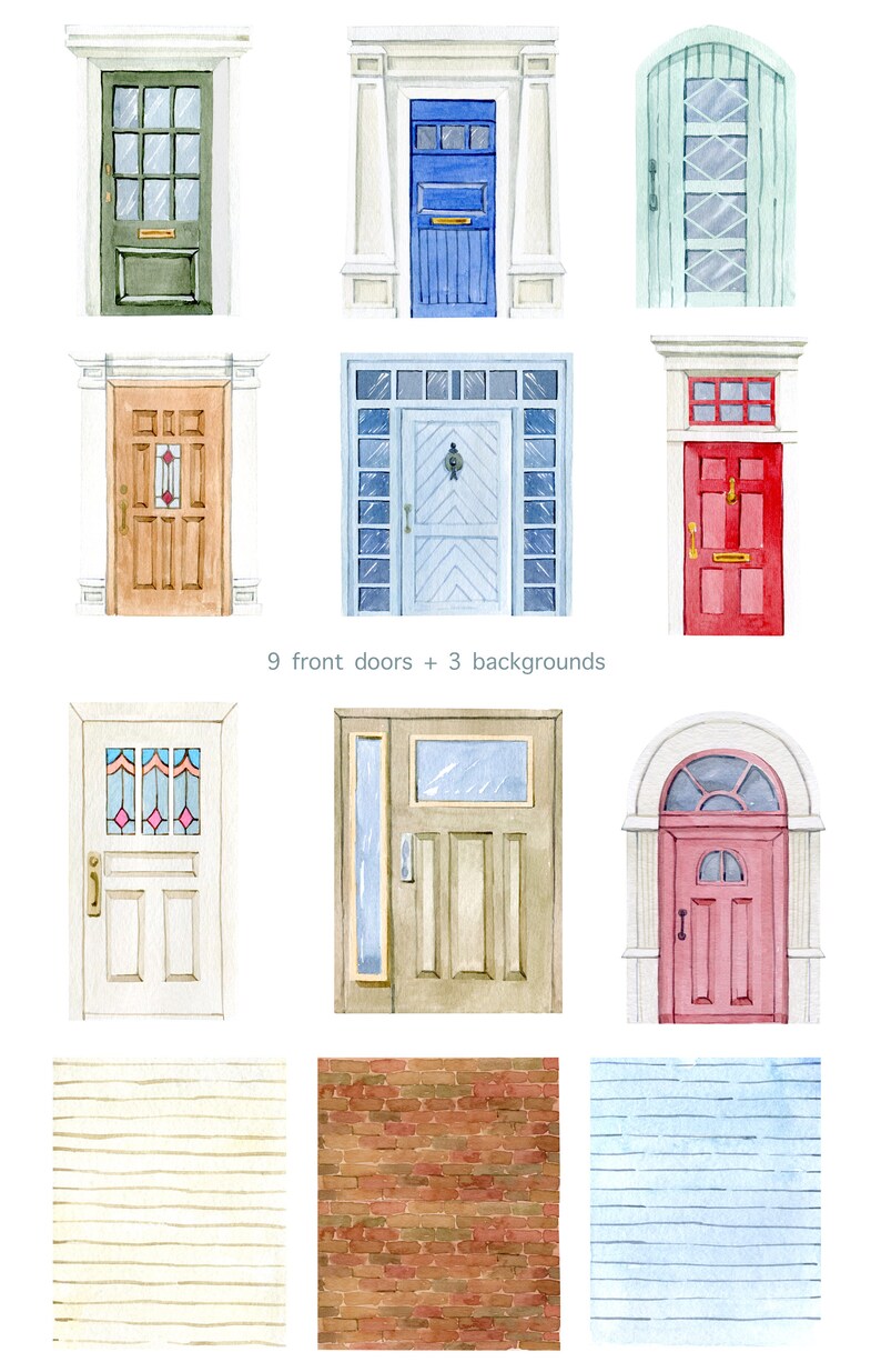 Christmas Holiday Doors Creator Outdoor Watercolor - Etsy
