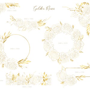 Golden Flowers Clipart, Gold Glitter Botanical Clipart, Printable ...