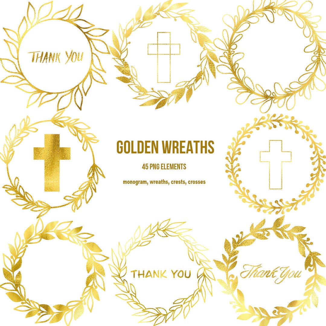 Gold Botanical Frame, Glitter Thank You Download, Gold Floral ...