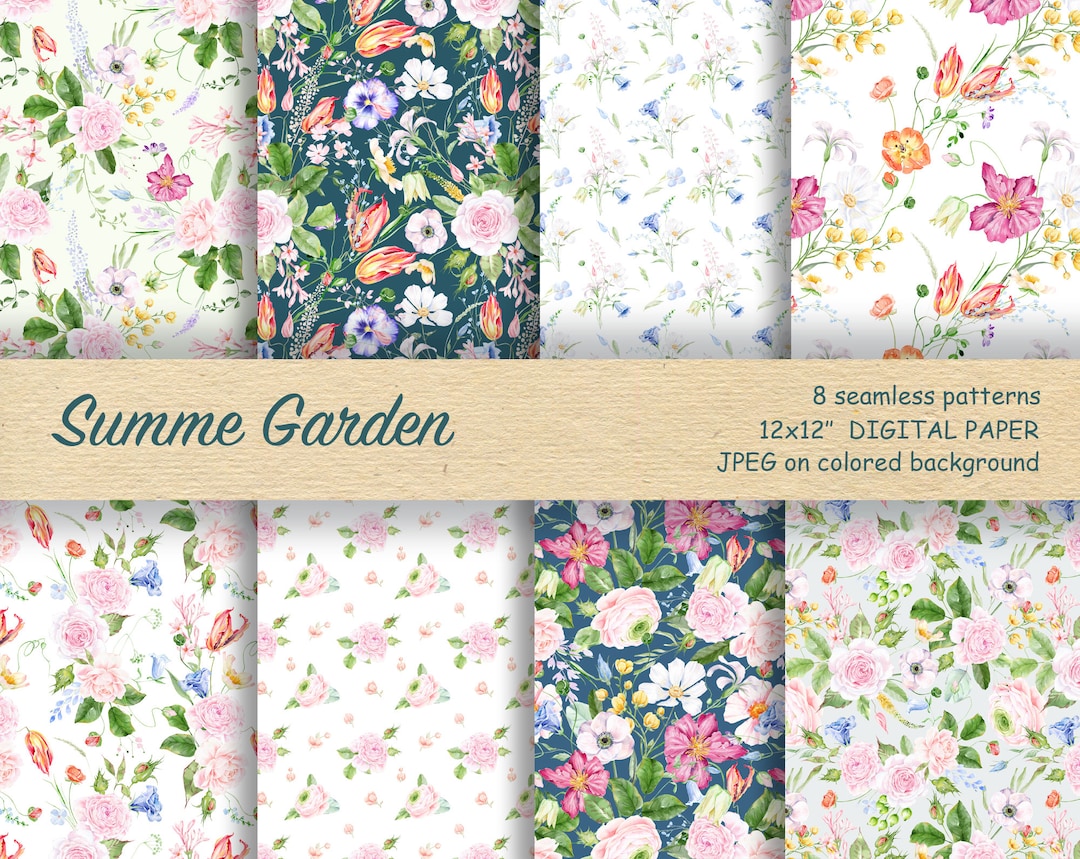 Bright and Colorful Flowers Background Pattern, Summer Flowers Seamless ...