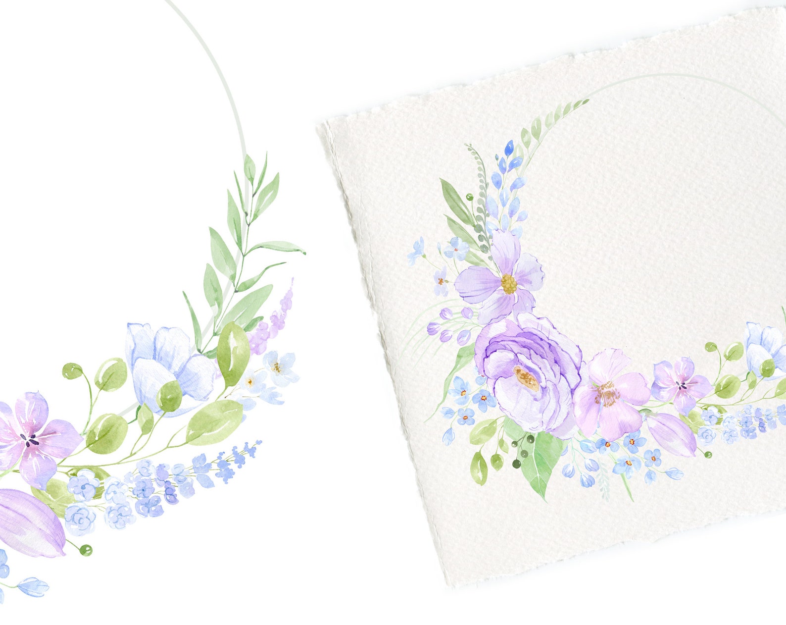 Violet Watercolor Floral Clipart. Blush Floral Clipart. - Etsy