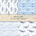 Ocean Life Digital Scrapbook Paper Set. Watercolor Nautical Seamless ...