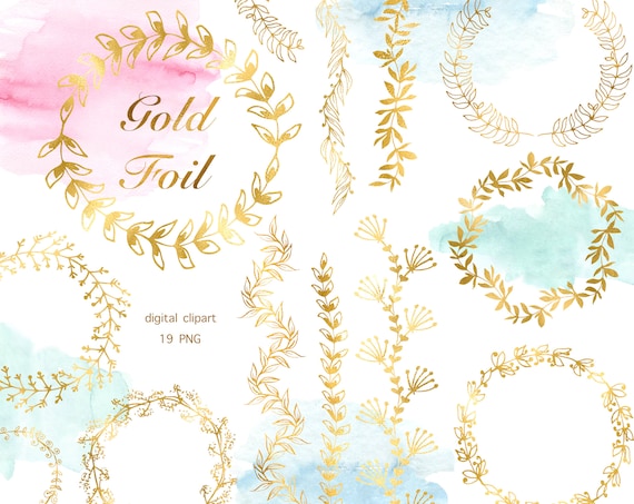 Golden Floral Frames Clipart. Botanical Wedding Line Art. Gold - Etsy