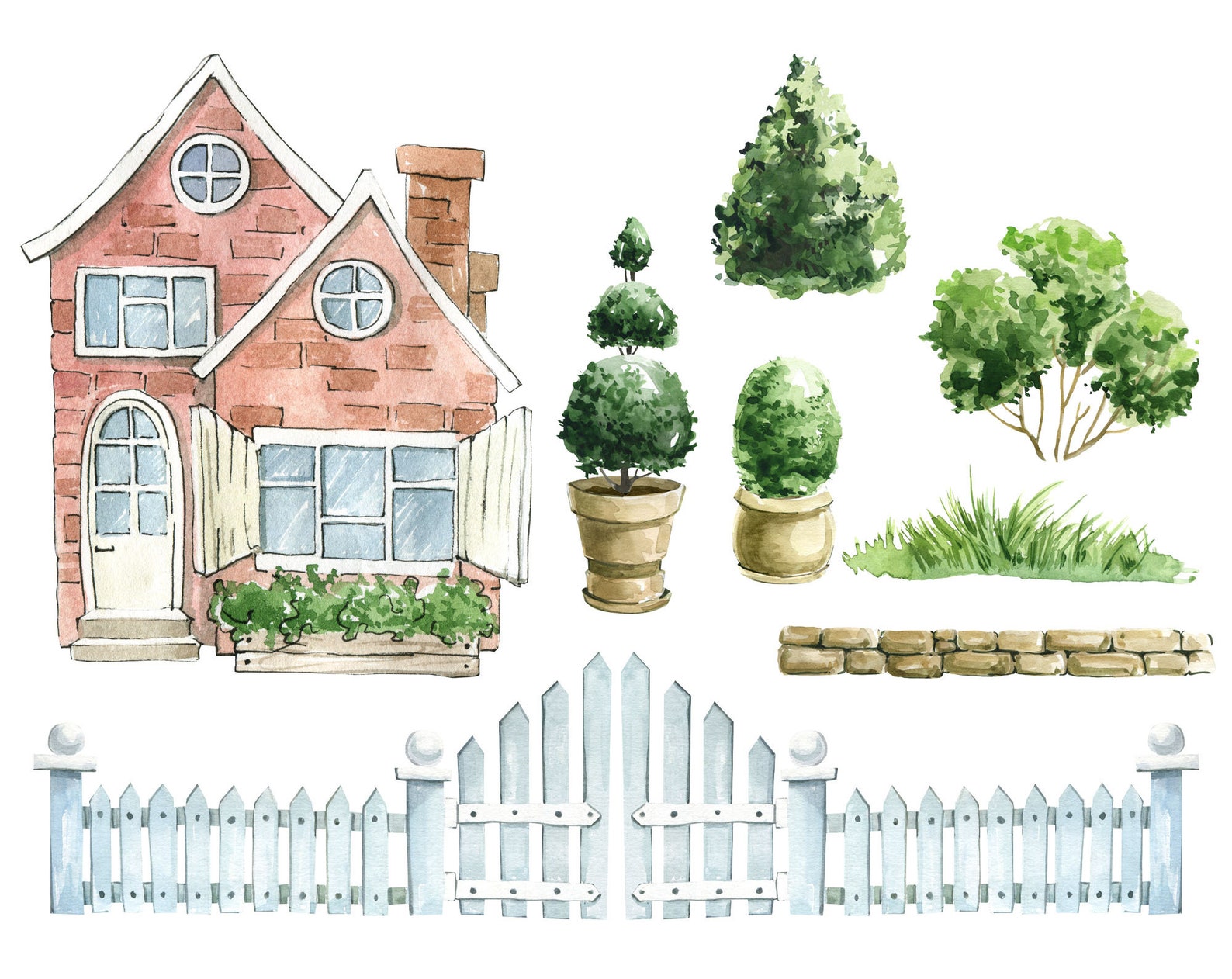 Hand Drawn Country House. Cottages Cozy House Home. Village | Etsy