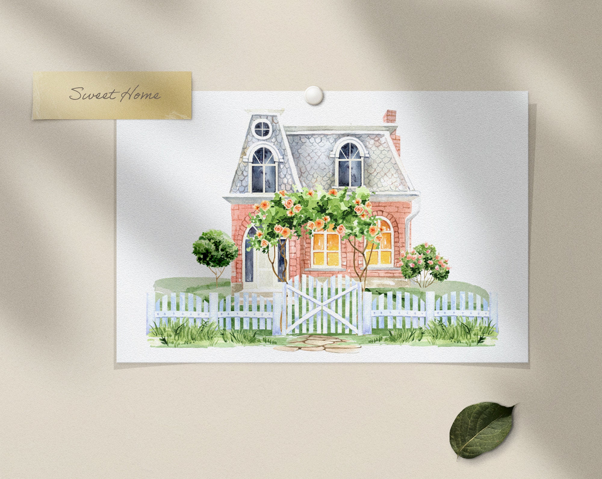 Summer Cottage Clipart Watercolor Farmhouse Buildings - Etsy