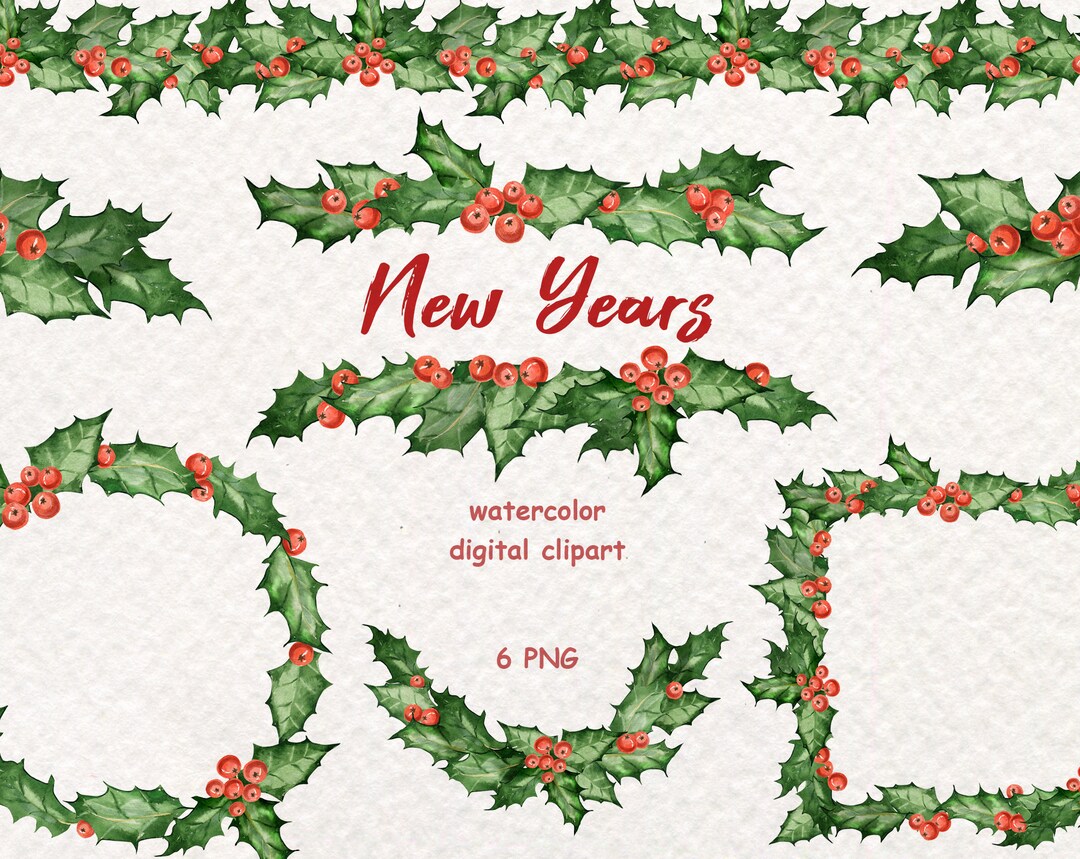 Watercolor Christmas Wreath Clipart. Winter Wreath Frame - Etsy