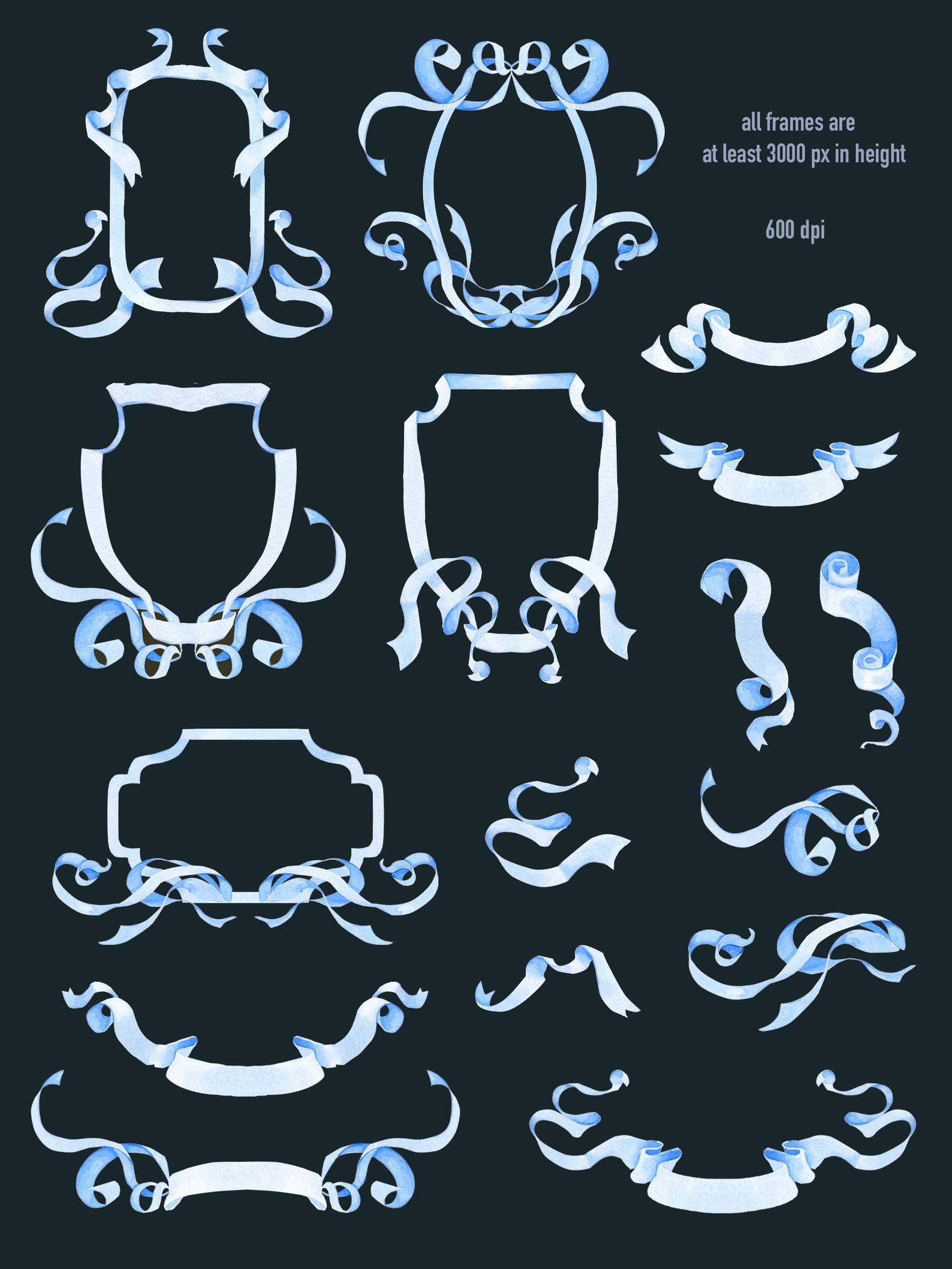 Watercolor Blue Crest Frames and Ribbons Baby Boy Shower - Etsy