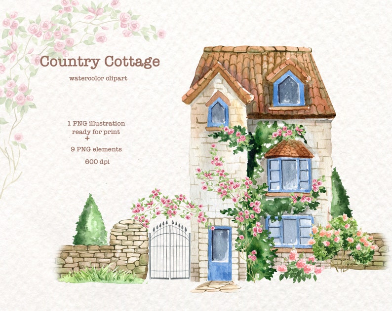 Watercolor Cottage Drawing Watercolor House Portrait - Etsy