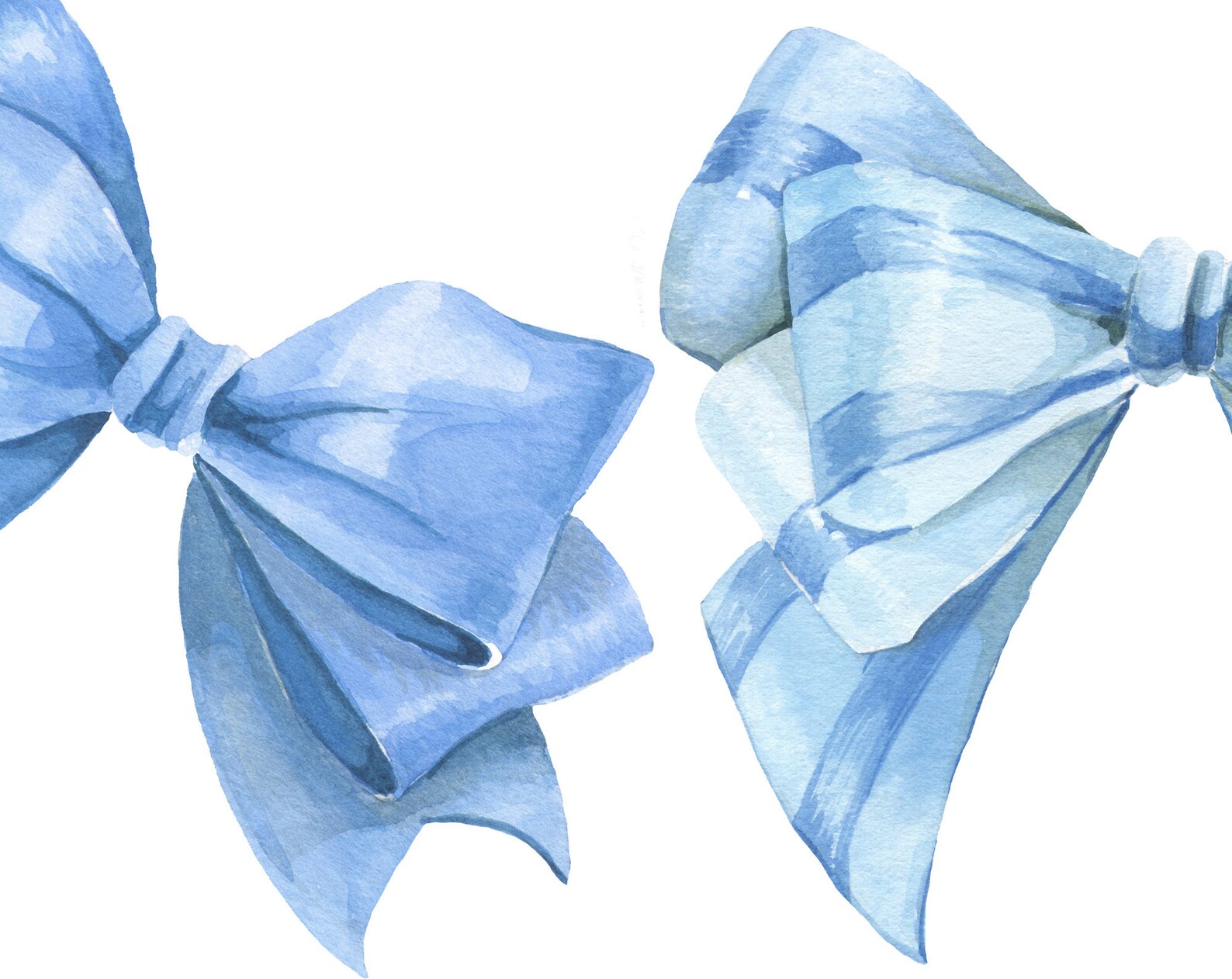Watercolor Blue Bows Clipart. Ribbon Clipart Hand Painted - Etsy