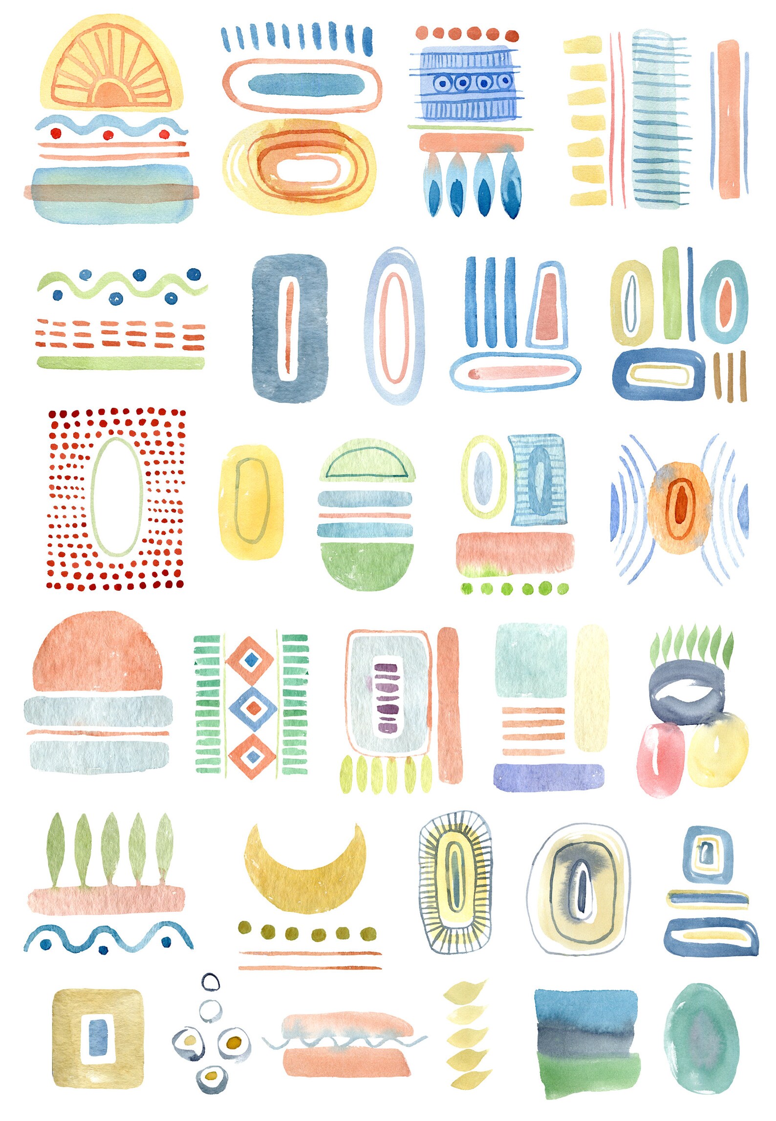 Hand Drawn Minimalist Boho Clipart Abstract Shapes Social - Etsy