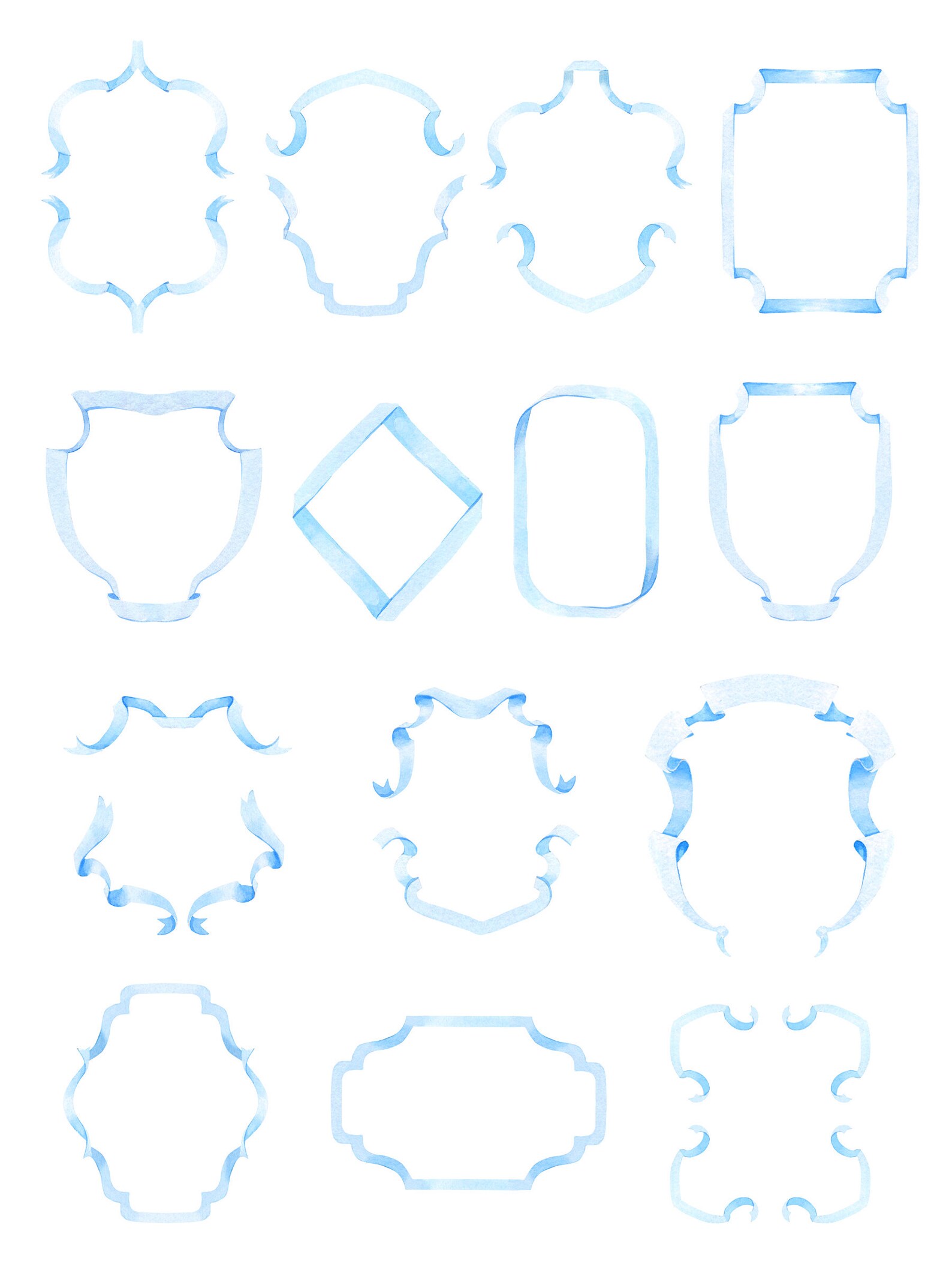 Watercolor Blue Crest Frames and Ribbons Baby Boy Shower - Etsy