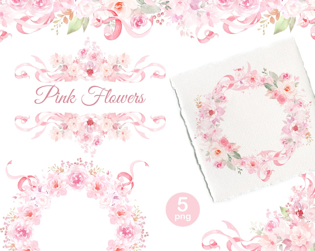 Watercolor Blush Pink Roses Clipart, Watercolor Floral Borders and ...