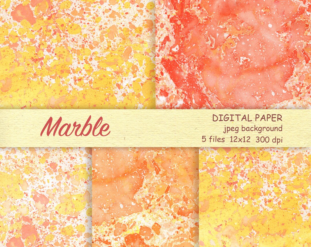 Scrapbook Paper, Marble Effect Digital Paper, Yellow Stone Texture ...