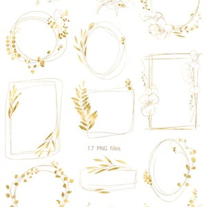 Gold Foil Floral Frames Clipart, Gold Botanical Clipart PNG, Botanical ...