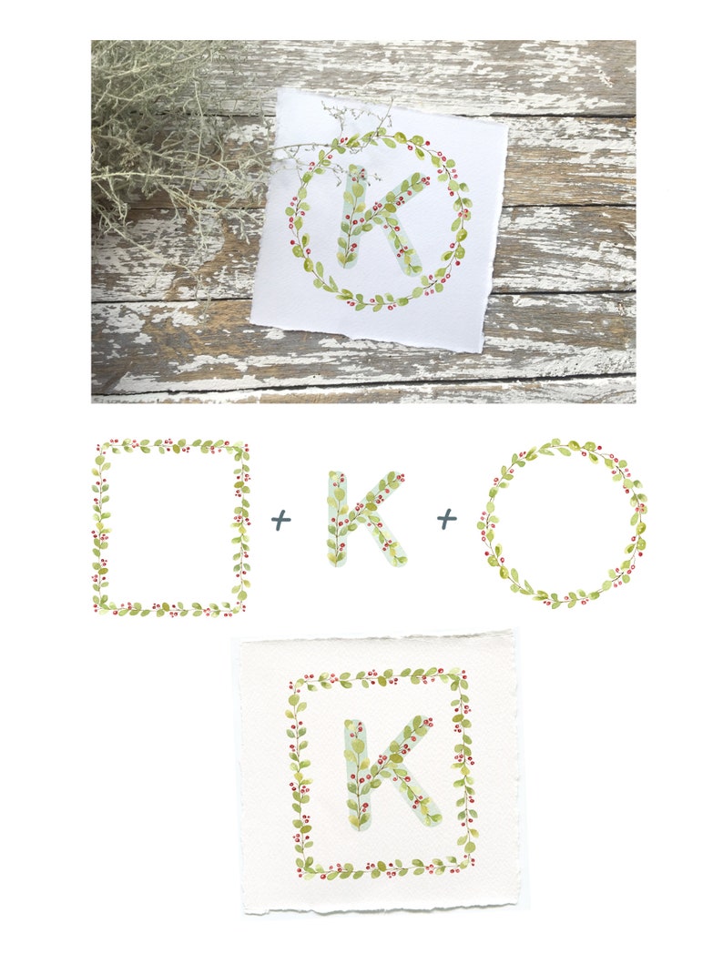 Watercolor Floral Alphabet Clipart Rustic Floral Letters - Etsy